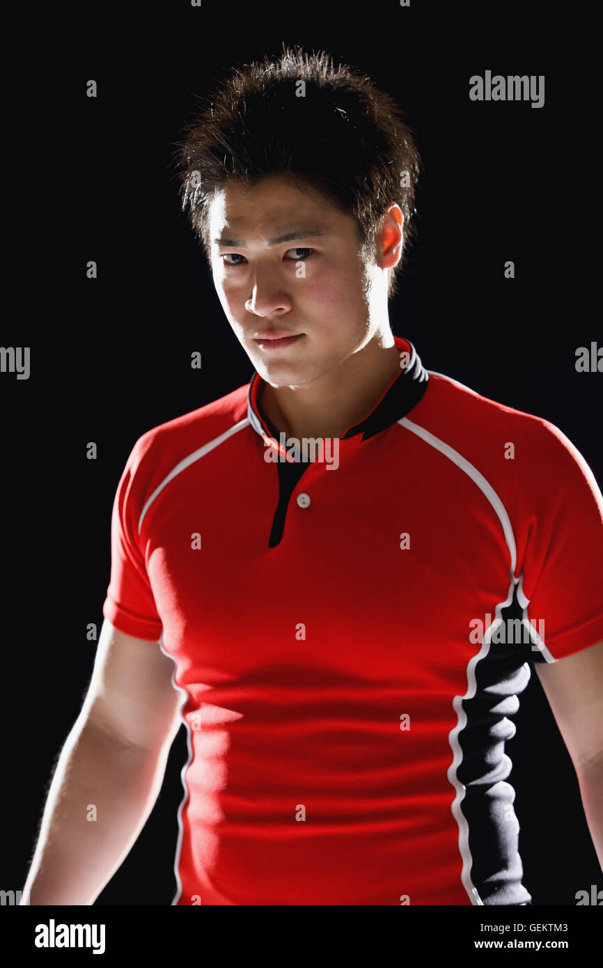Portrait of Japanese rugby player with ball Stock Photo - Alamy
