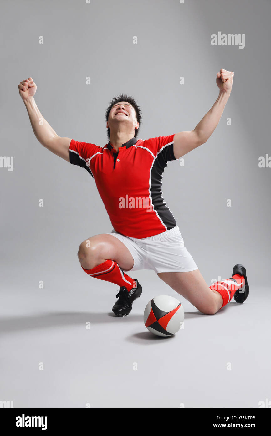 Portrait of Japanese rugby player cheering up Stock Photo - Alamy