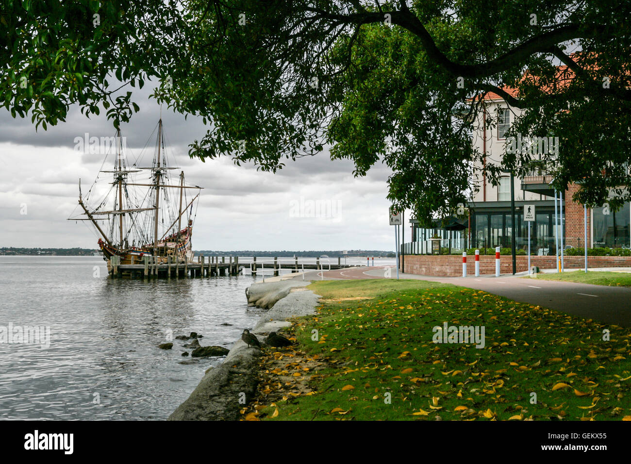 Duyfken At The Swan Brewery Builings Perth Stock Photo - Alamy