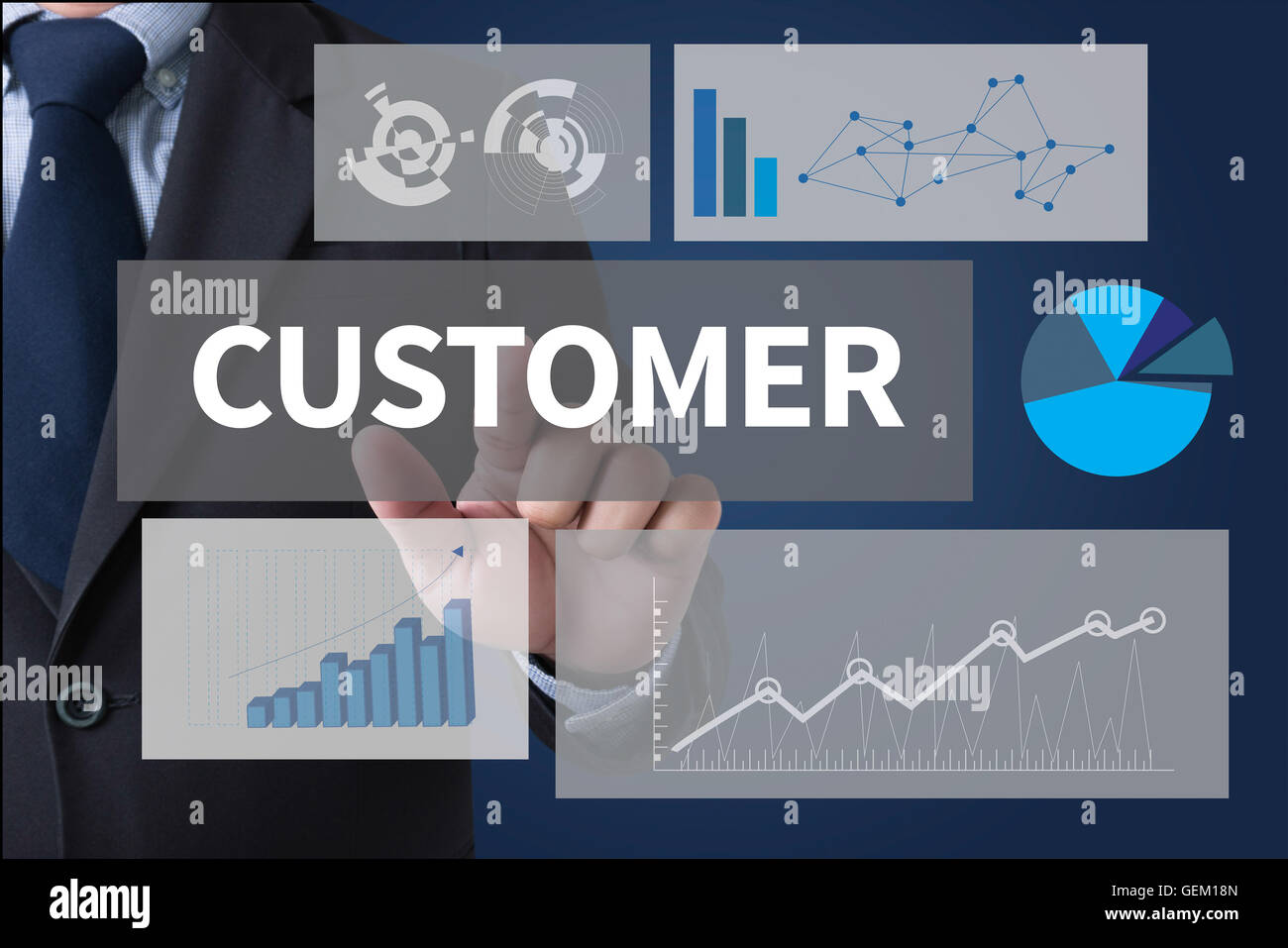 CUSTOMER (Customer Satisfaction Service Efficiency Loyalty) Businessman ...