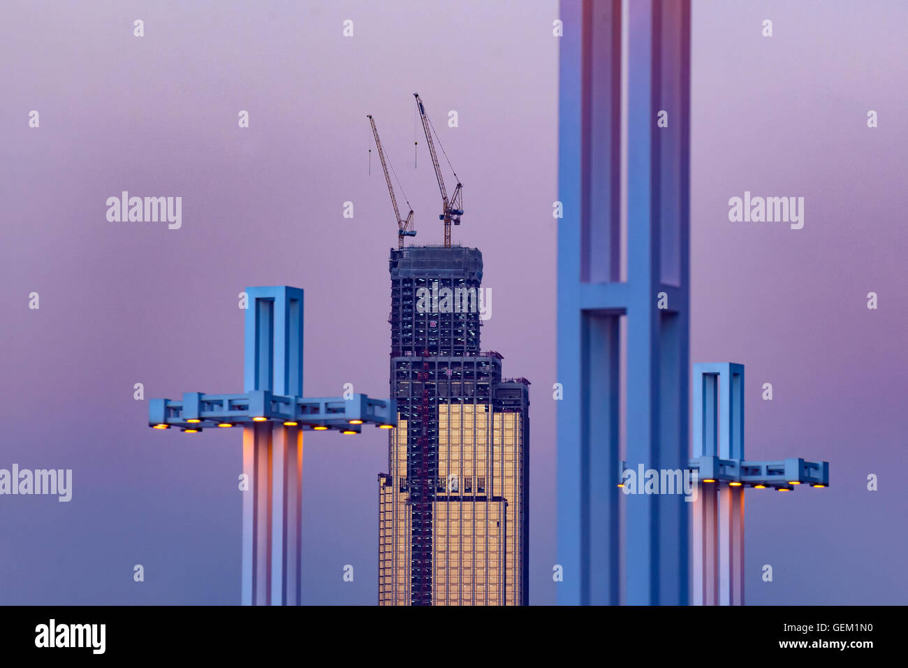 The new Kowloon skyline and new buildings under construction, Hong Kong ...