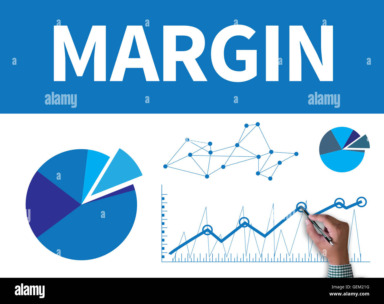MARGIN businessman work on white broad, top view Stock Photo - Alamy