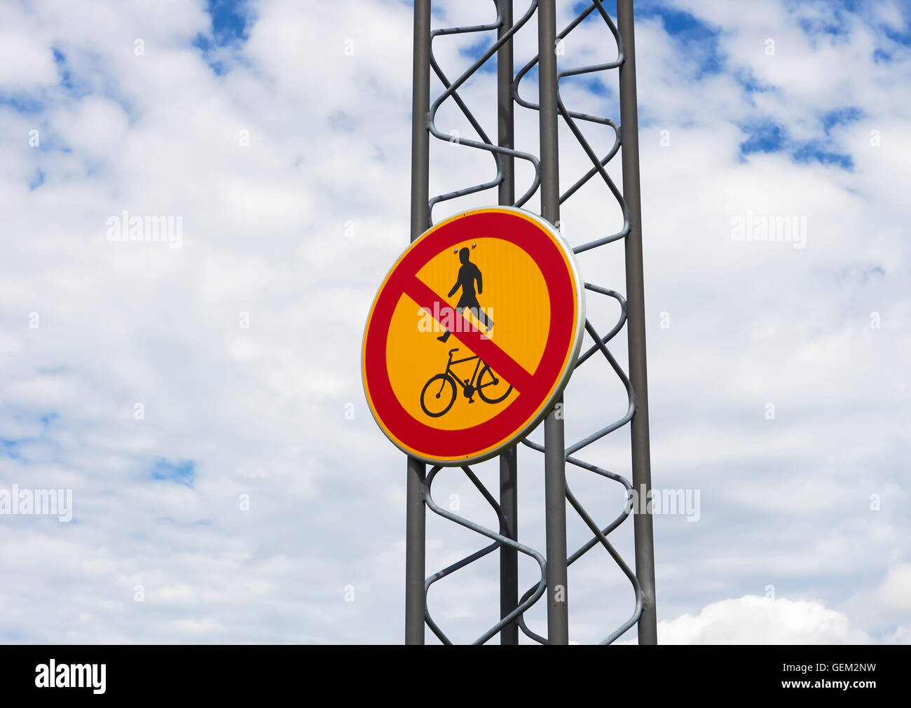 No entry for pedestrians, cycles and mopeds traffic sign, Finland Stock ...