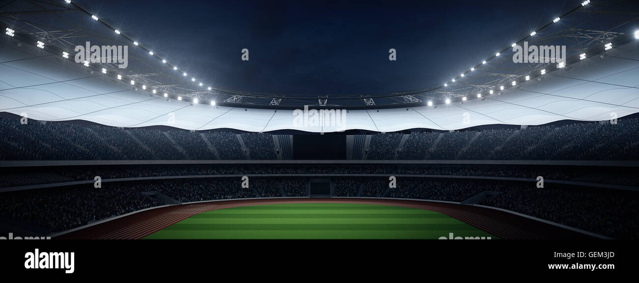 stadium with fans the night before the match. 3d rendering Stock Photo ...