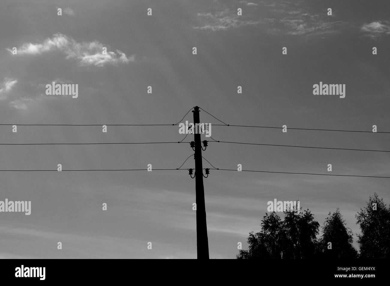 Powerline wires Black and White Stock Photos & Images - Alamy