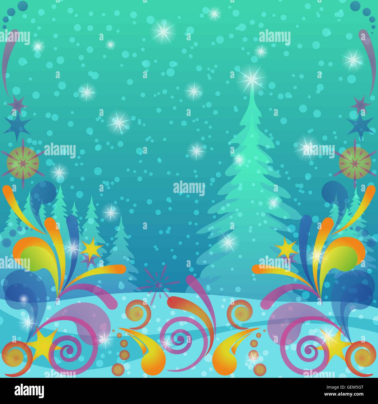 Winter landscape colorful christmas Stock Vector Images - Alamy