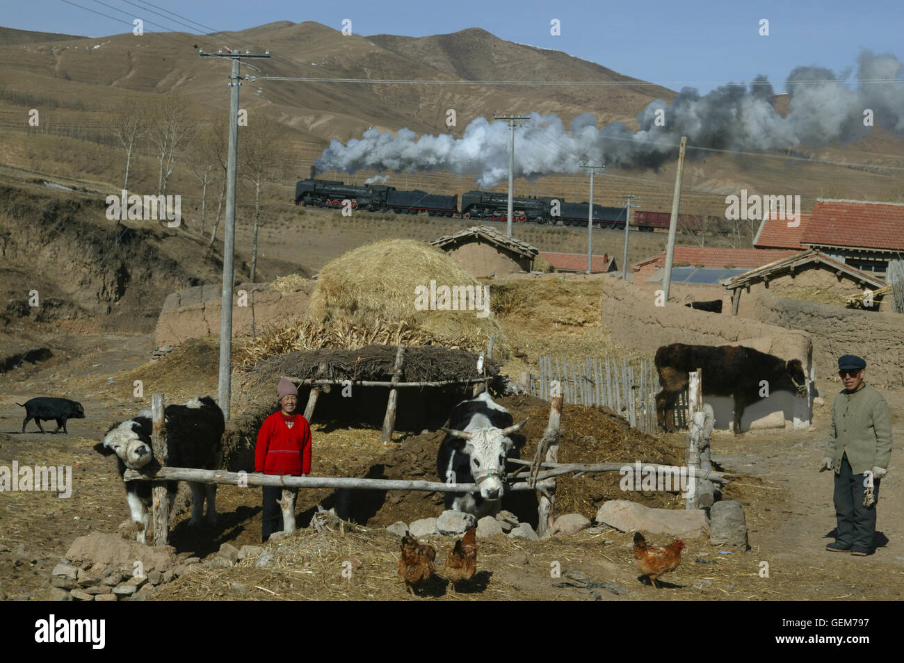 Lineside village at Nandian Stock Photo - Alamy