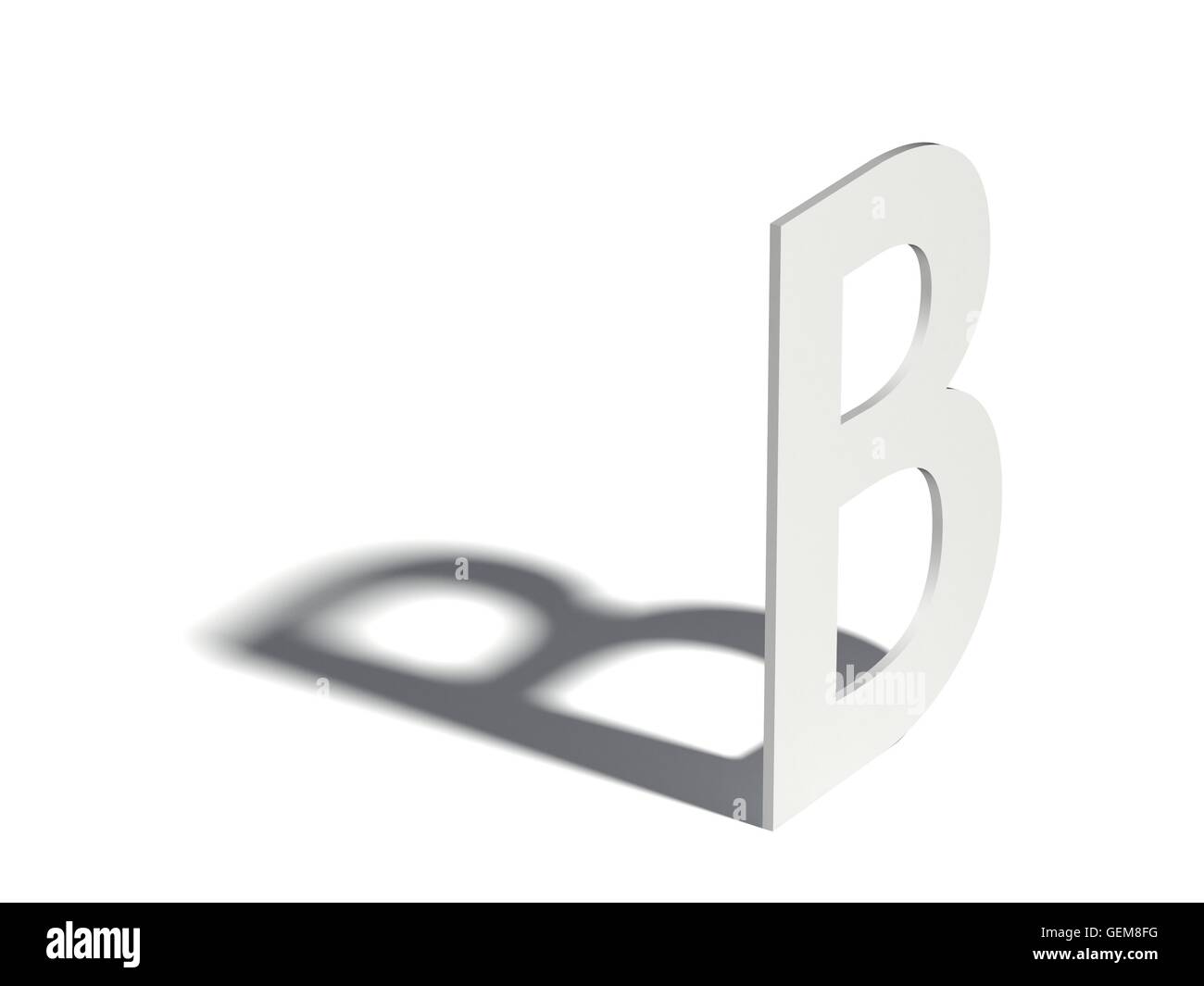 Drop shadow font. Letter B. 3D render illustration isolated on white ...