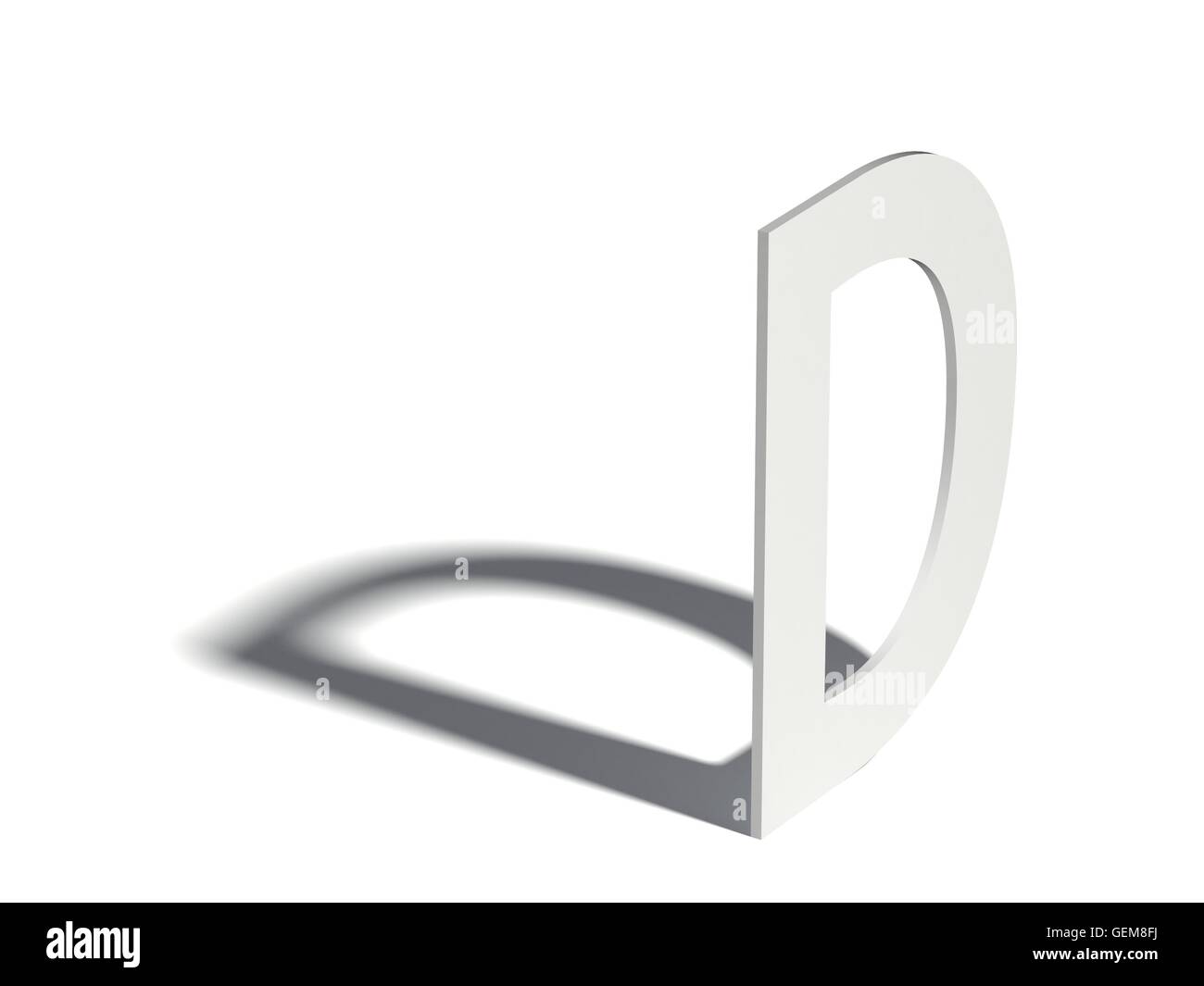 Drop shadow font. Letter D. 3D render illustration isolated on white ...