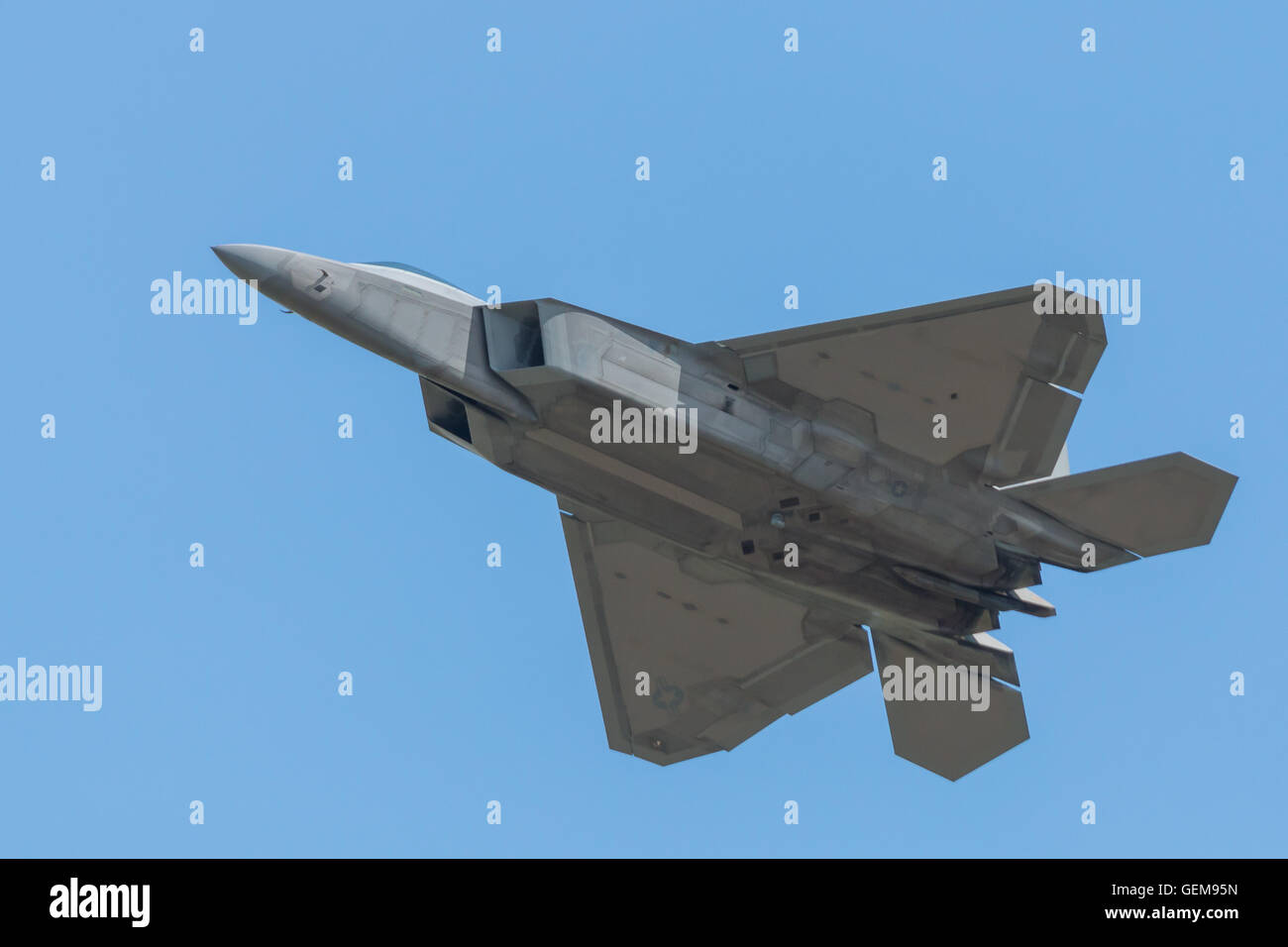 Underside of RAF F-35 Lightning 2 aircraft during a fly past at RAF ...