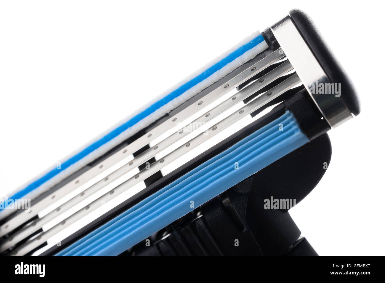 closeup new multiple blade razor on white background Stock Photo - Alamy