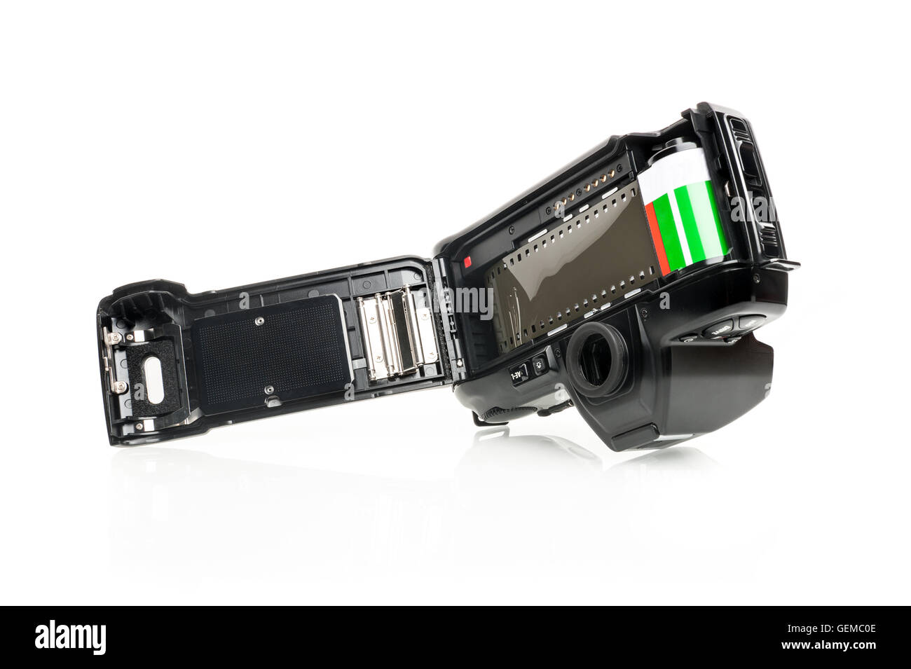 closeup film camera with film loaded on white background Stock Photo ...