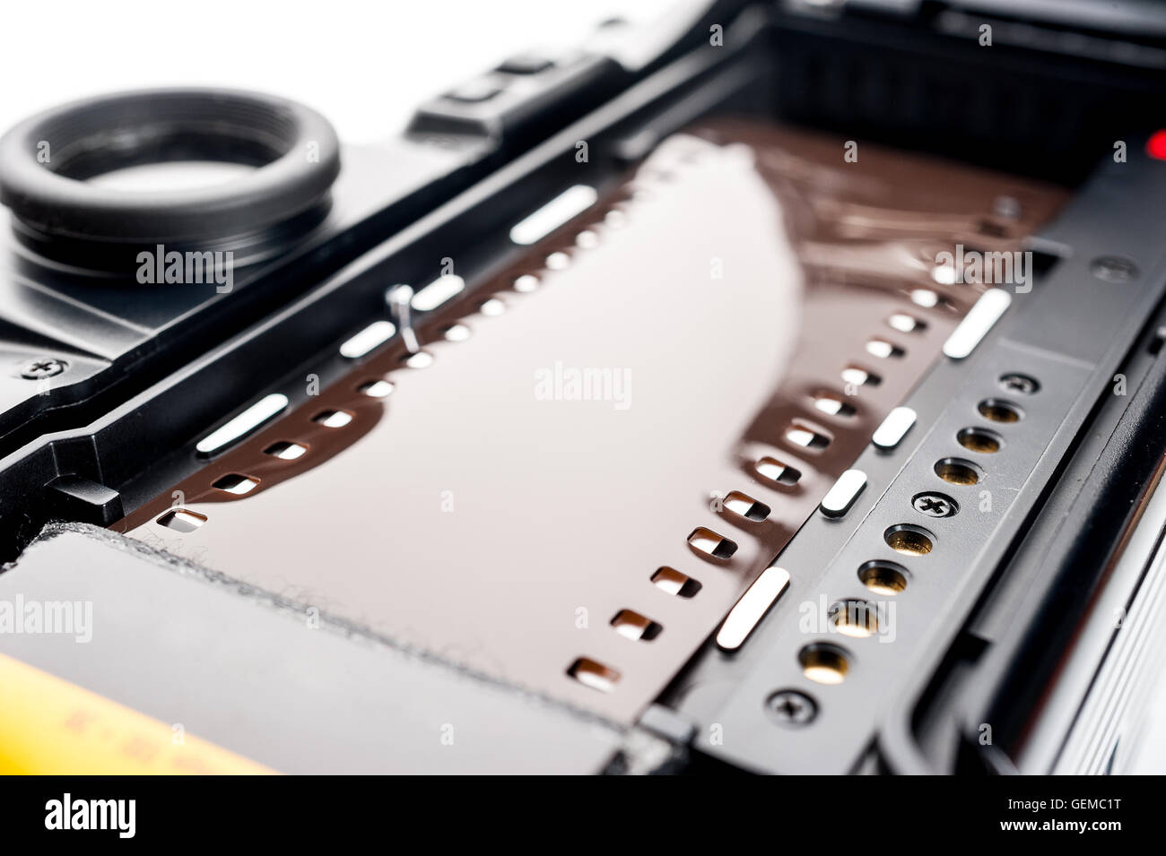 closeup film camera with film loaded on white background Stock Photo ...
