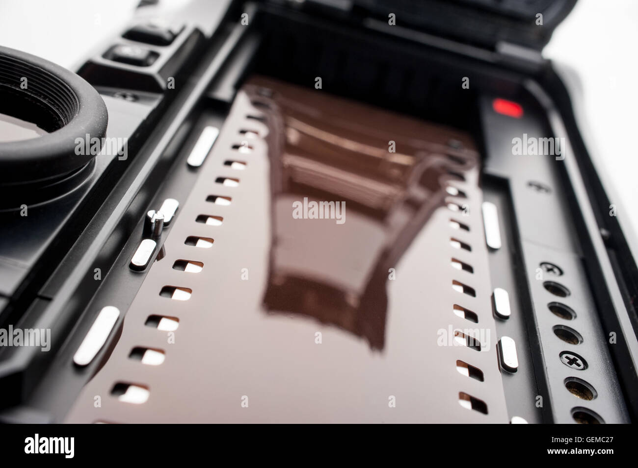 closeup film camera with film loaded on white background Stock Photo ...