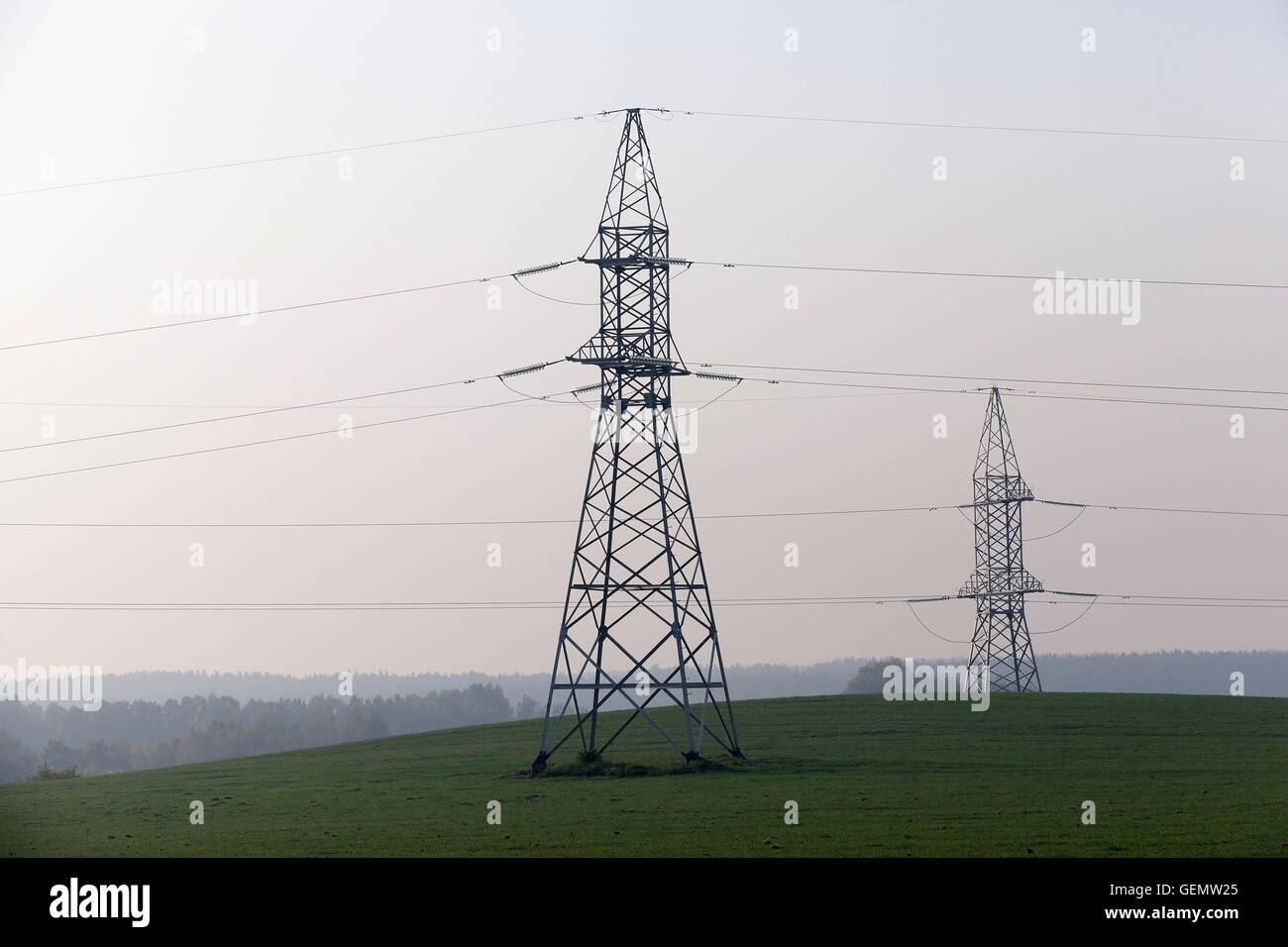 High-voltage power lines Stock Photo - Alamy
