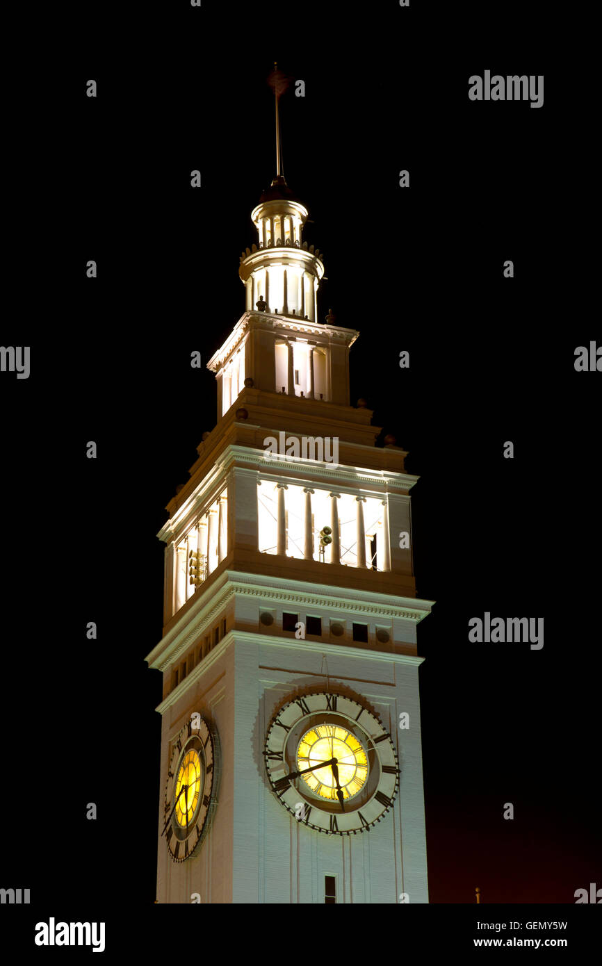 San Francisco Ferry Building at night, Embarcadero, San Francisco ...