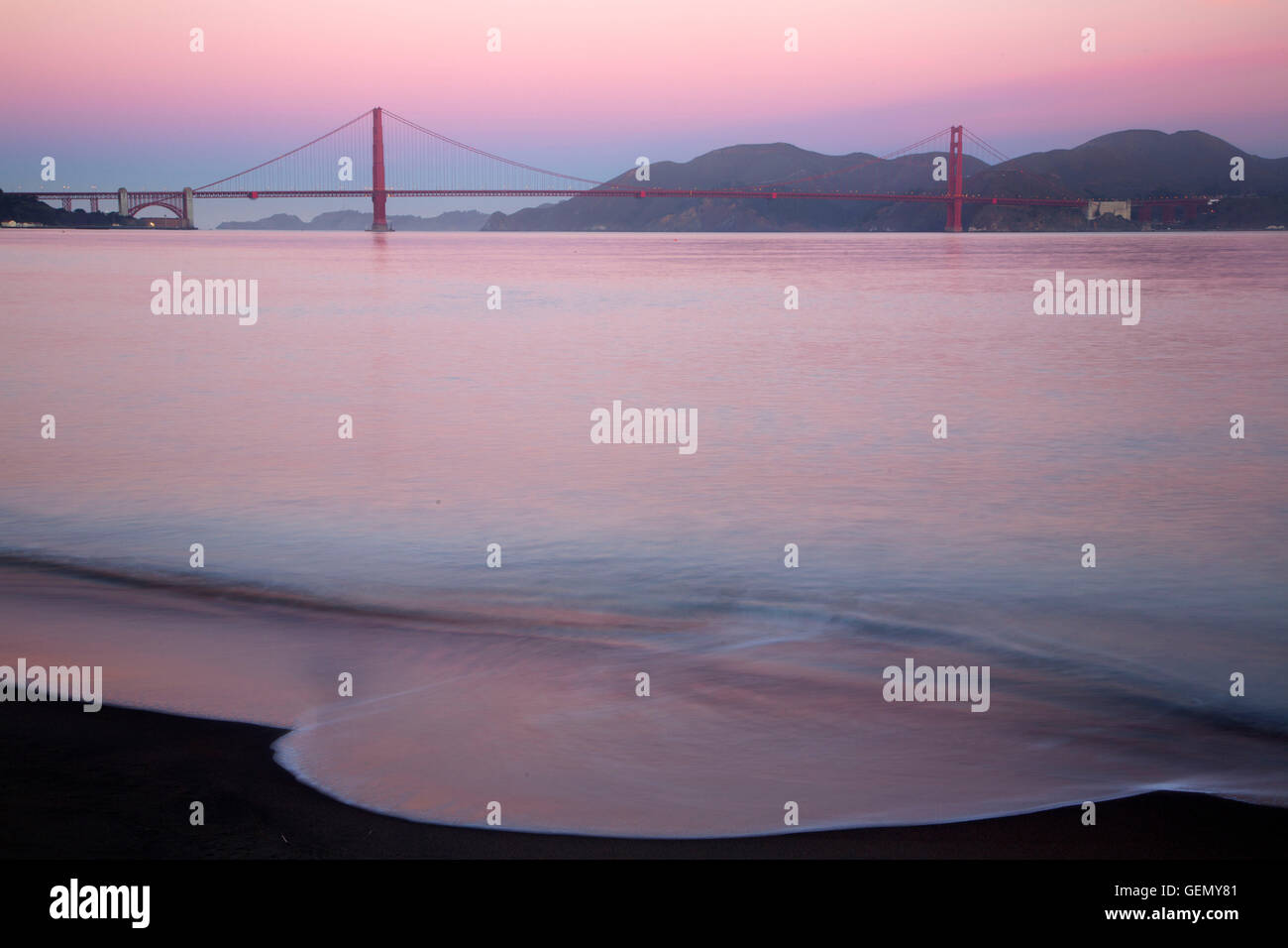 Golden Gate Bridge at dawn, Golden Gate National Recreation Area, San ...