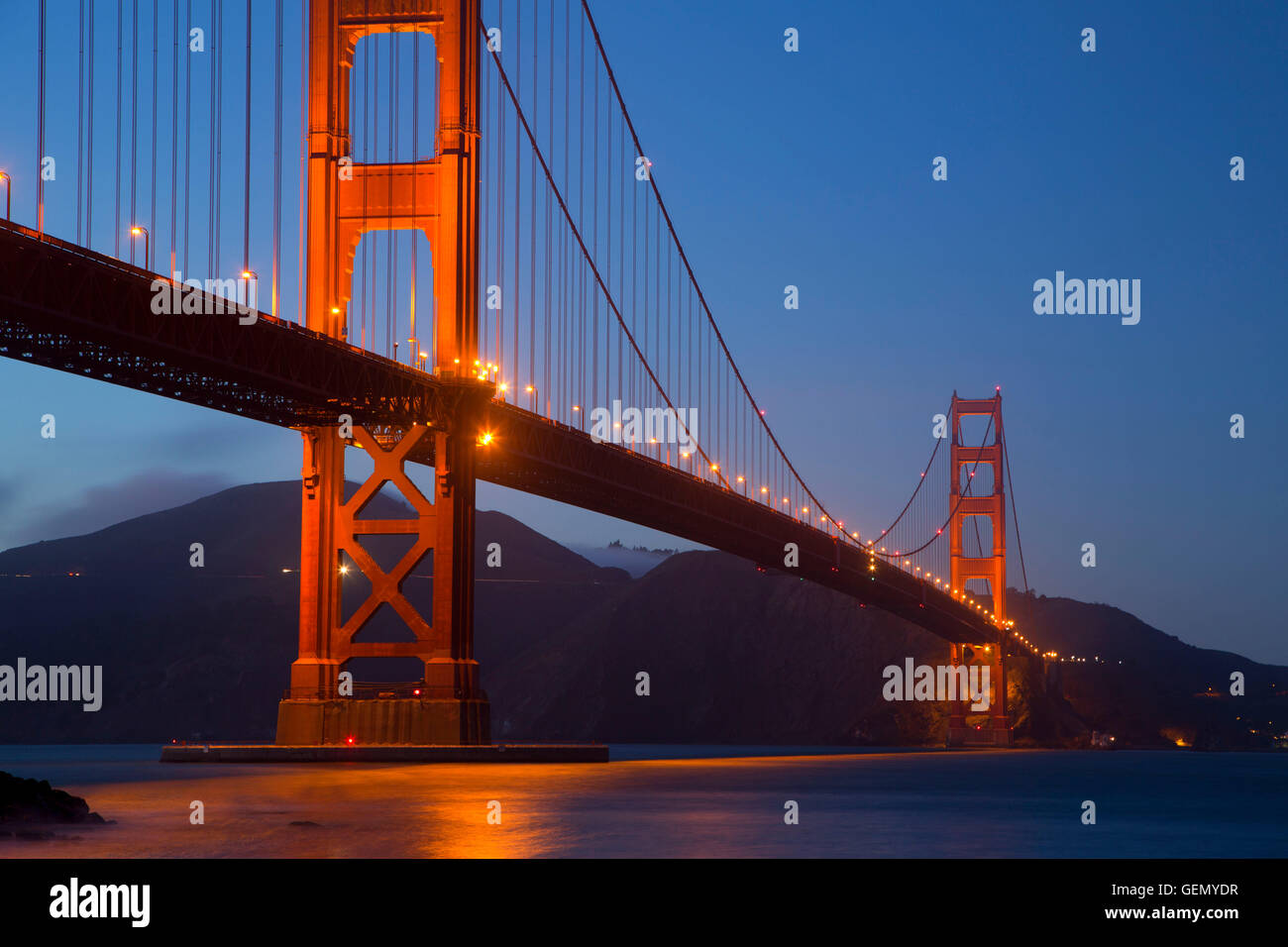 Golden Gate Bridge dusk, Golden Gate National Recreation Area, San ...