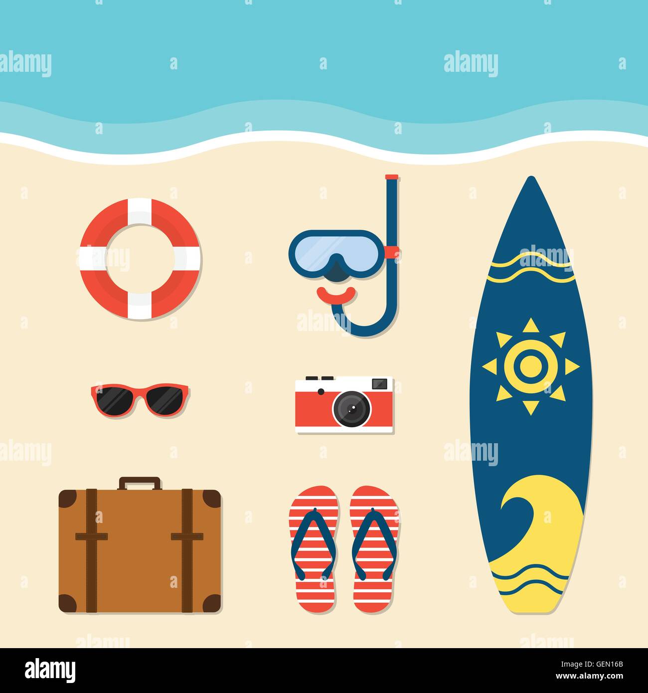 Summer vector background flat Stock Vector Images - Alamy