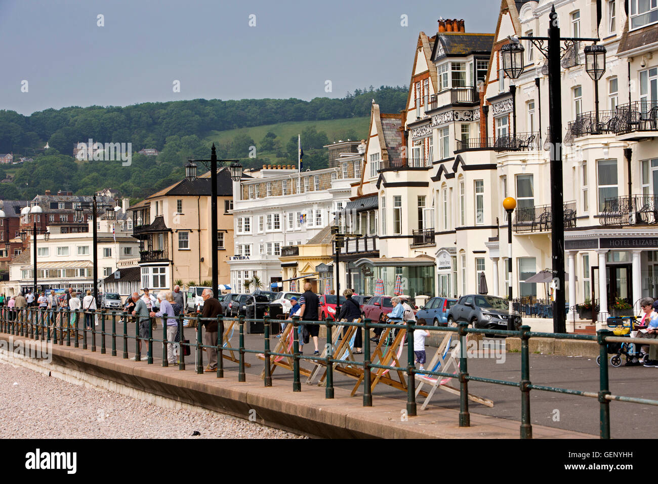 UK, England, Devon, Sidmouth, The Esplanade, seafront hotels Stock ...