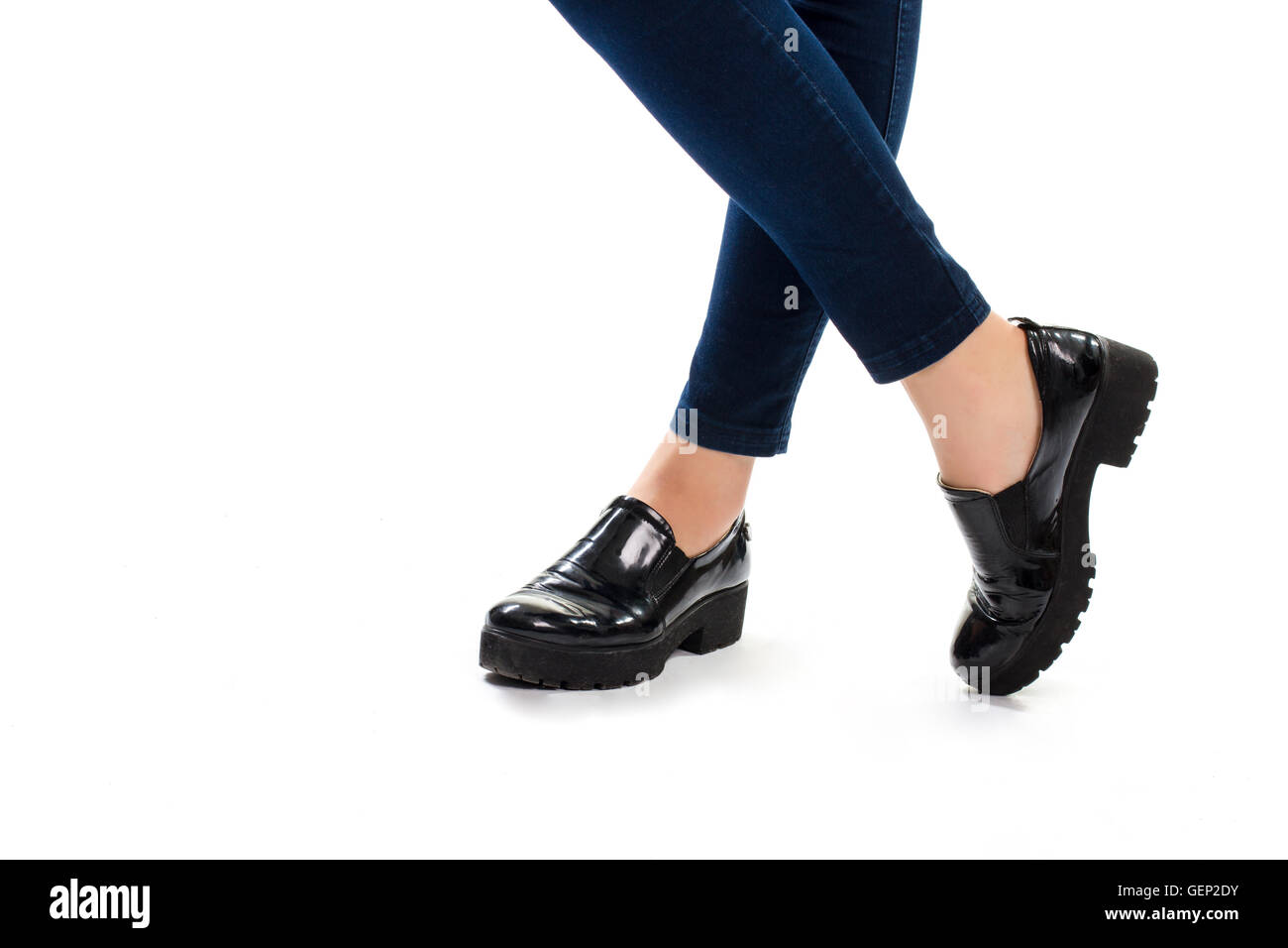 Girl legs in black platform shoes hi-res stock photography and images ...