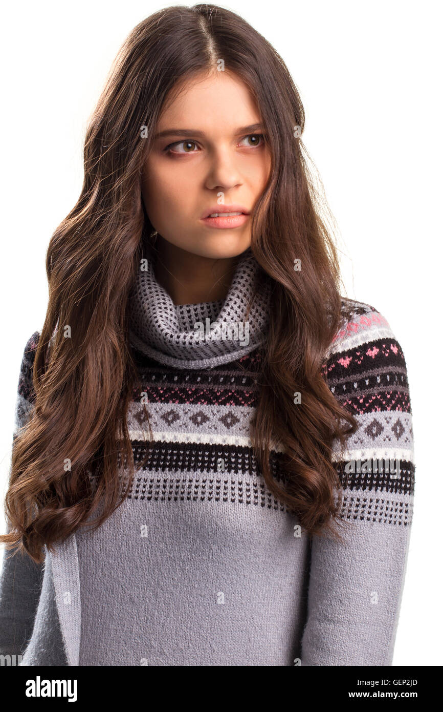 Beautiful woman model suspicious hi-res stock photography and images - Alamy