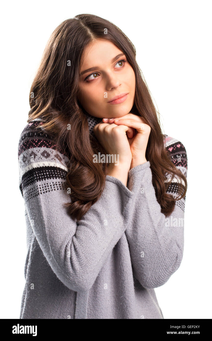 Lady's face shows hope Stock Photo - Alamy
