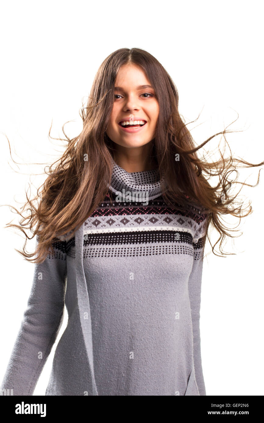 Lady with flying hair Stock Photo - Alamy