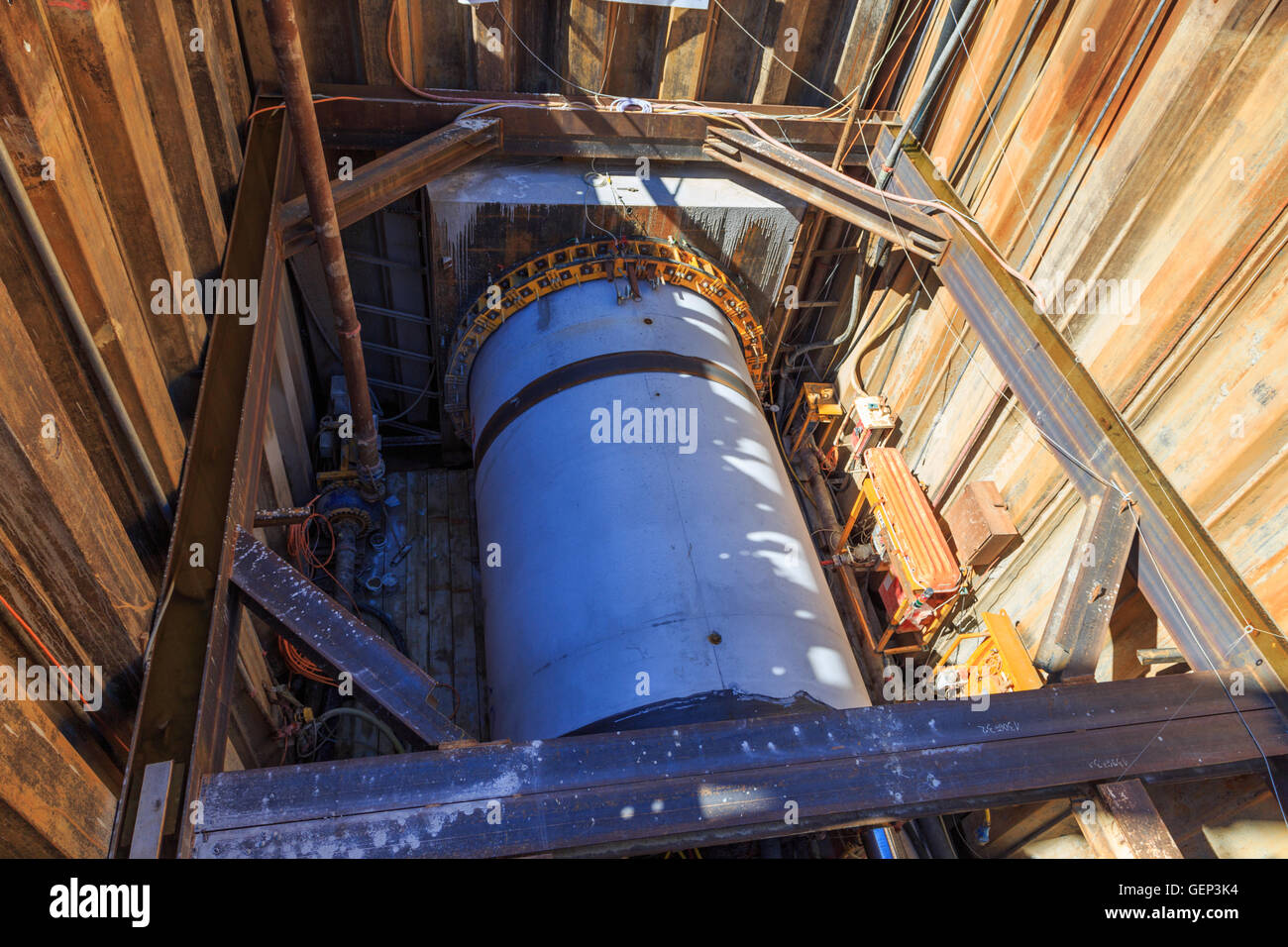 A photograph of some concrete micro-tunneling (microtunneling) pipes in ...