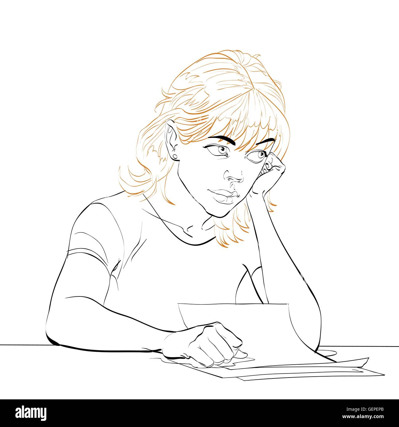 Lady writing a letter Stock Vector Images - Alamy