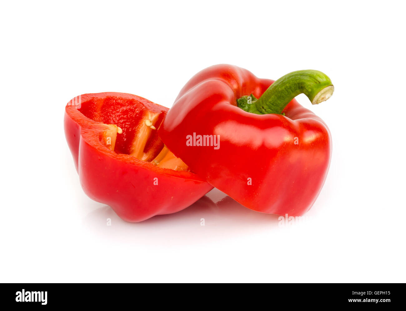 A slide of Fresh Paprika isolated on white background Stock Photo - Alamy