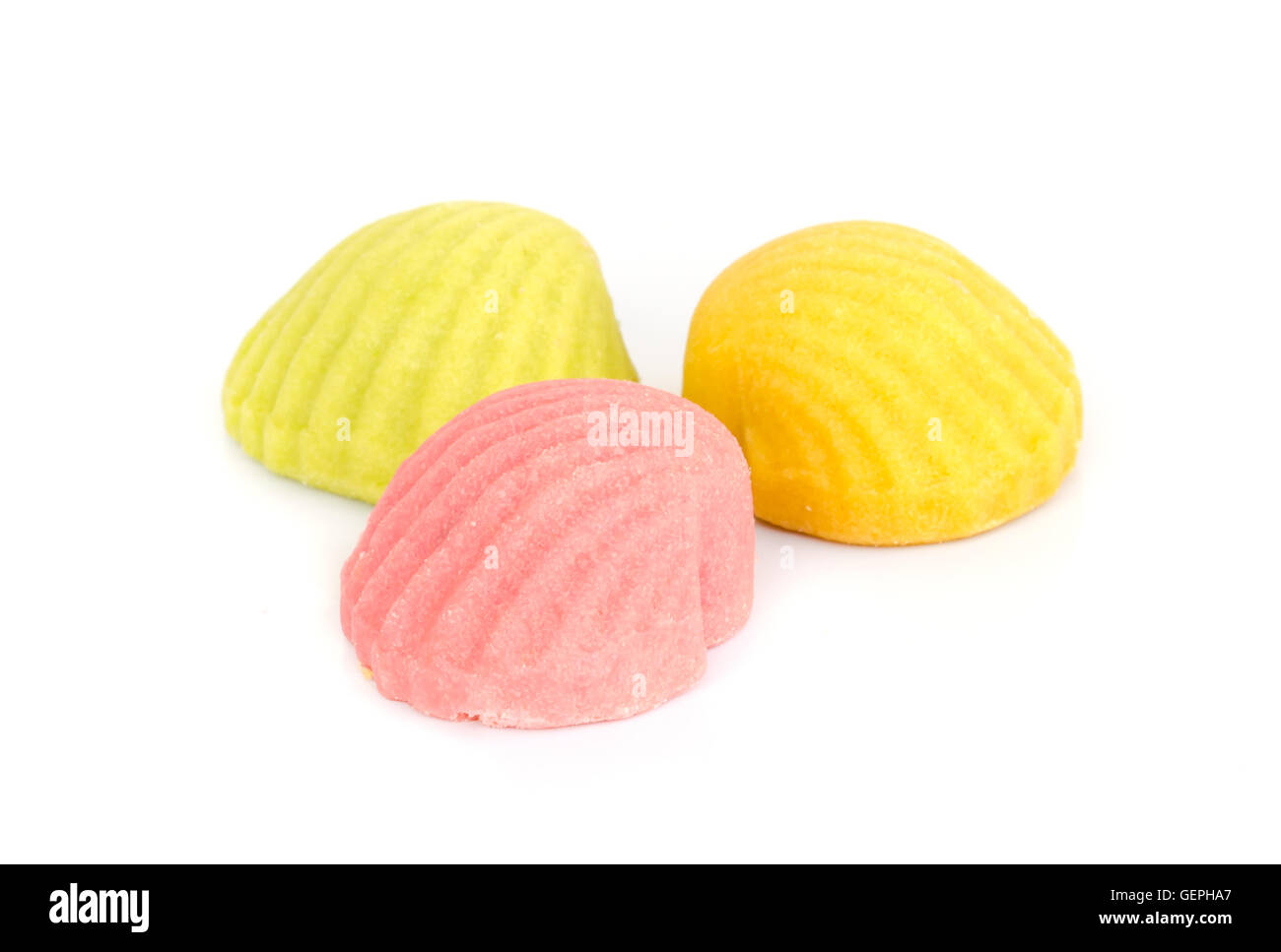 shell cookies with a bottle on white background Stock Photo - Alamy