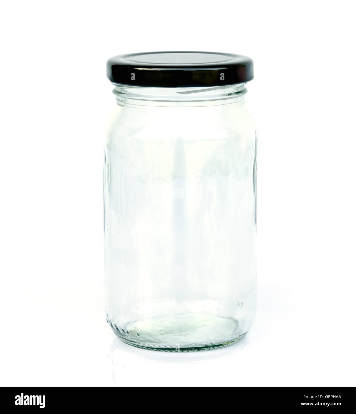Empty colorless glass container isolated on white background Stock ...
