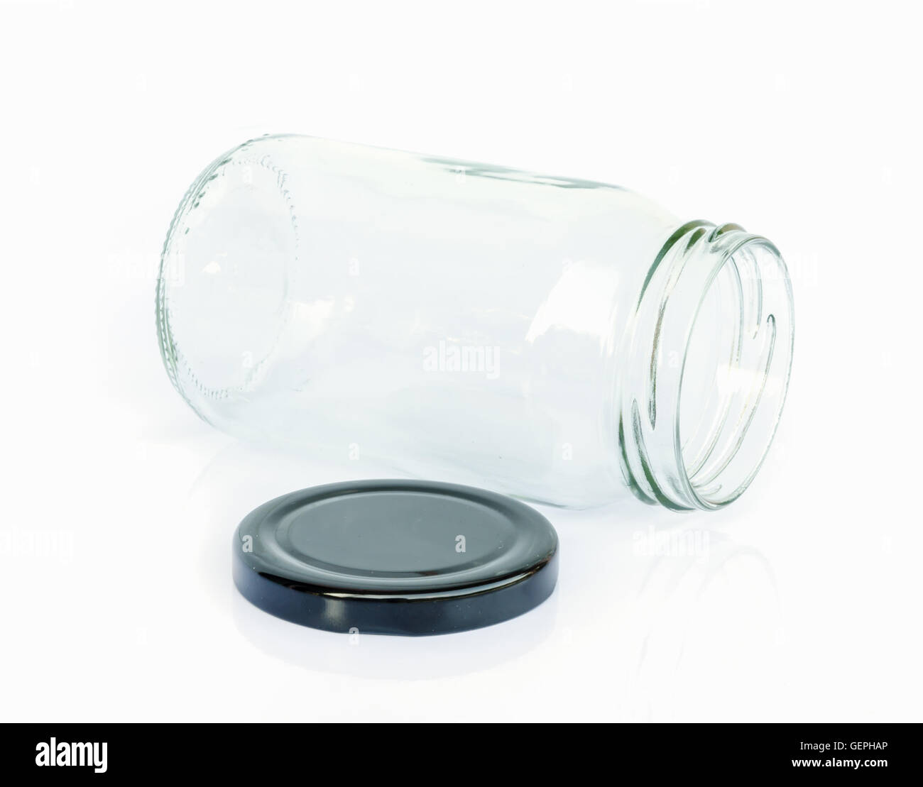 Empty colorless glass container isolated on white background Stock ...