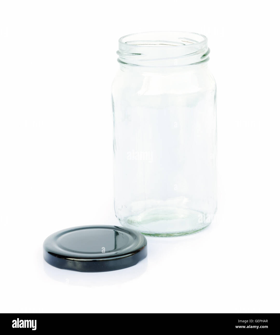 Empty colorless glass container isolated on white background Stock ...