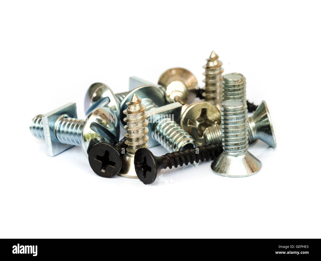 Closeup metal screw isolated on white background Stock Photo - Alamy