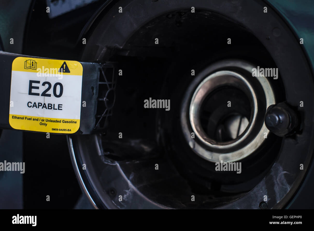 E20 Petrol car fuel tank cover opened Stock Photo - Alamy