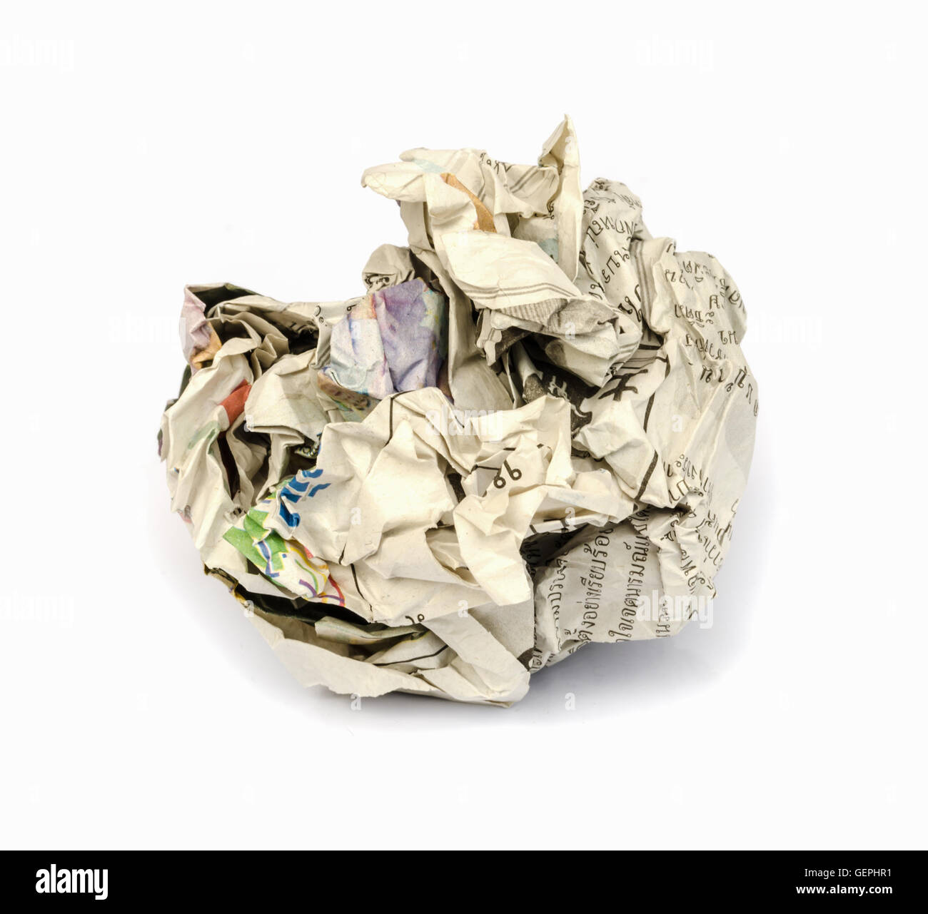 newspaper ball isolated on a white background Stock Photo - Alamy