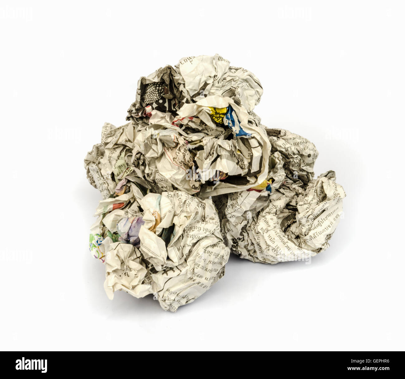 newspaper ball isolated on a white background Stock Photo - Alamy