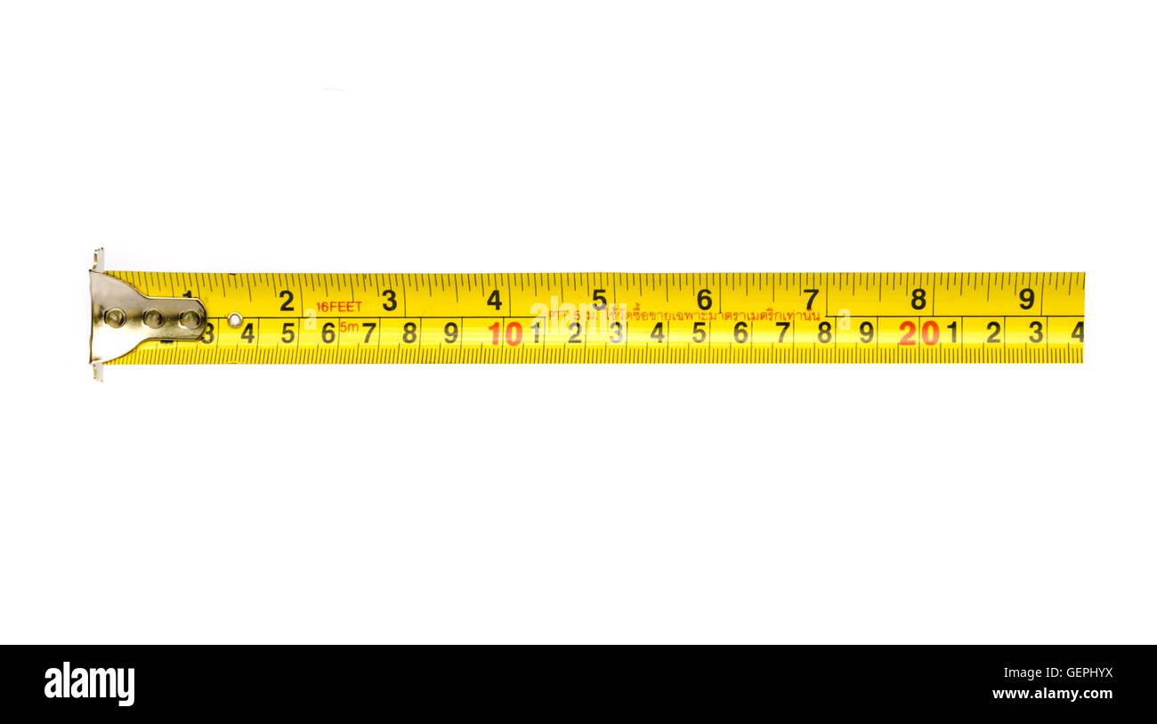 yellow Measuring Tape isolated on white background Stock Photo - Alamy