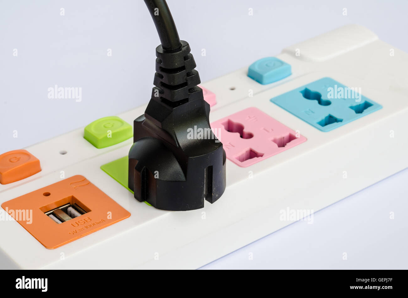 The power strip with computer plug Stock Photo - Alamy