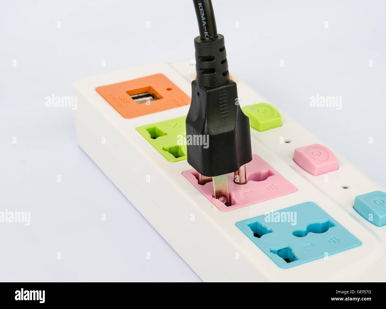 The power strip with computer plug Stock Photo - Alamy