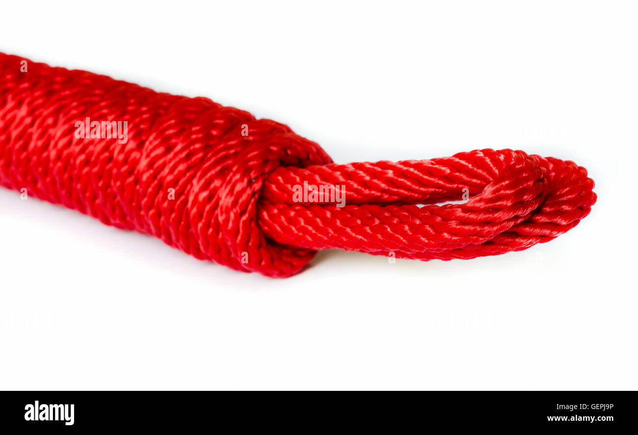 Red Rope with a spiral Isolated On White Background Stock Photo - Alamy