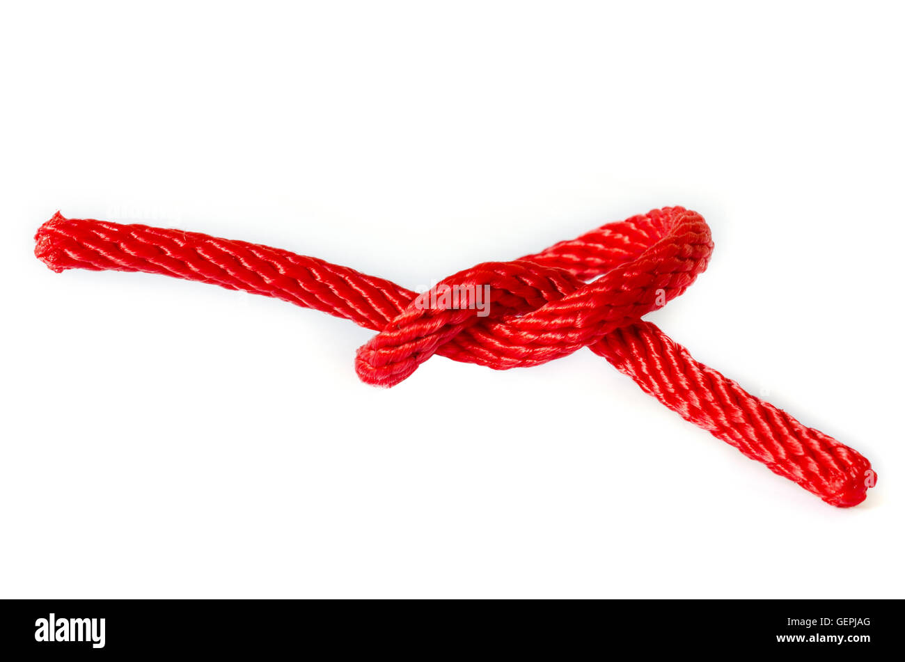 Red rope with a knot isolated on white Background Stock Photo - Alamy