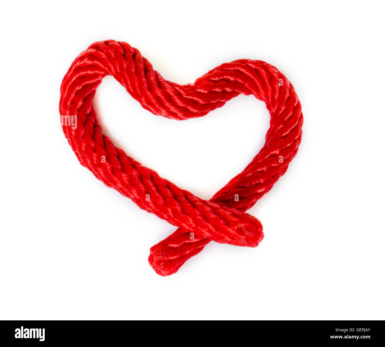 Red Rope in heart shape Isolated On White Background Stock Photo - Alamy