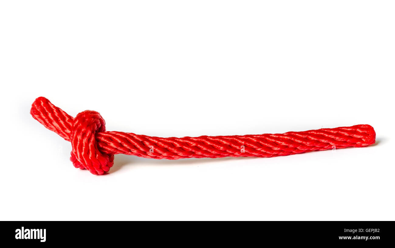 Red rope with a knot isolated on white Background Stock Photo - Alamy