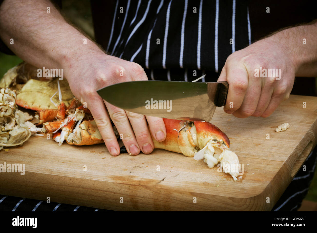 Close up of a chef preparing a crab Stock Photo - Alamy