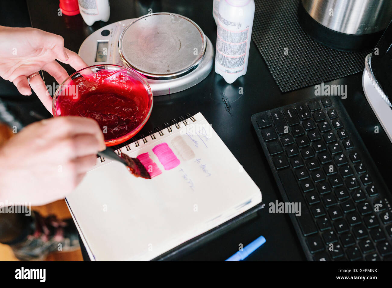 Hair dye testing hi-res stock photography and images - Alamy