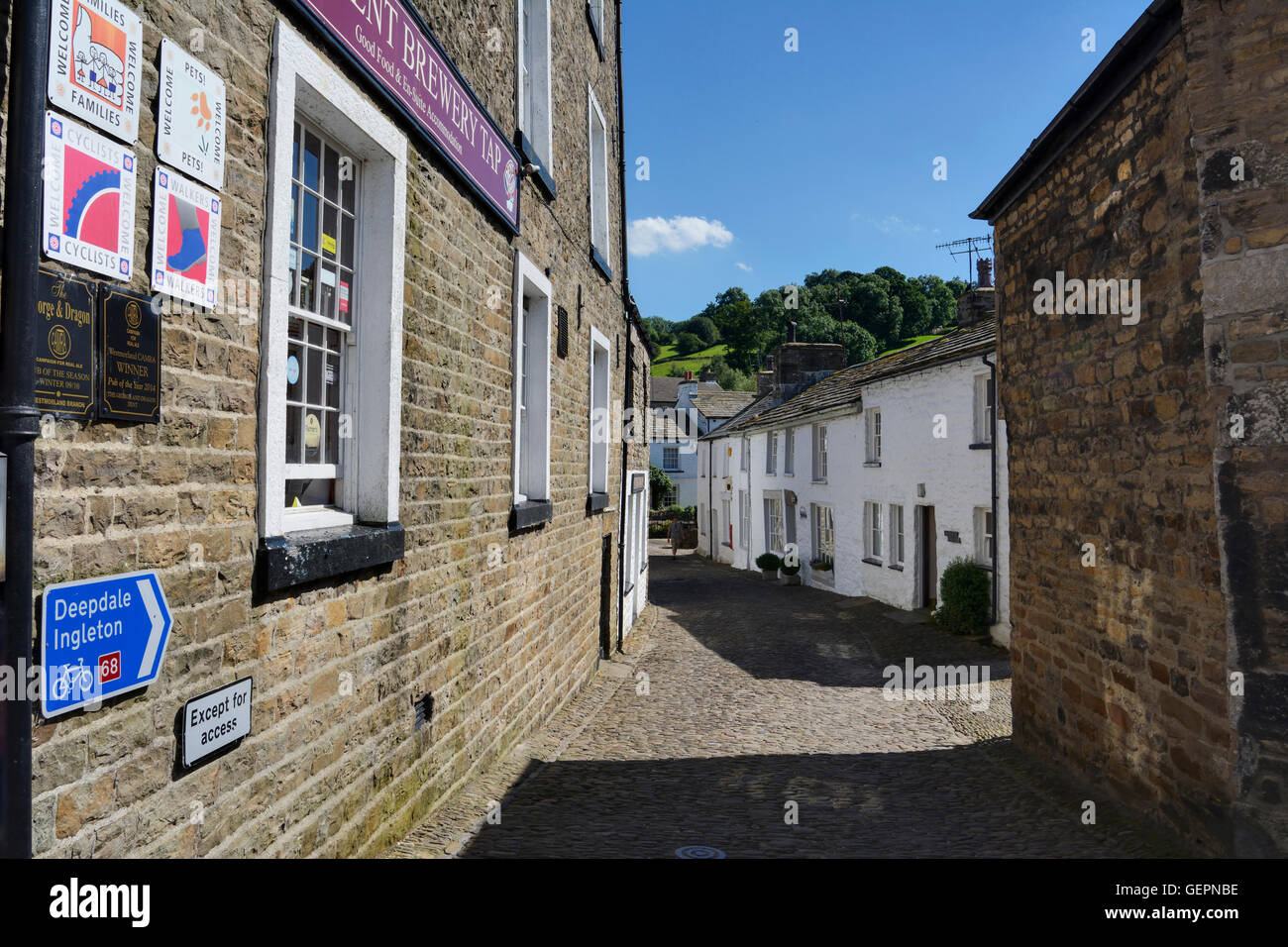 The picturesque village of Dent, a civil parish in Cumbra situated ...