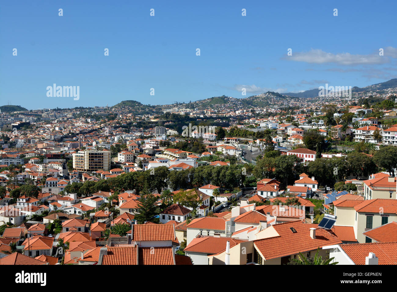 View over the rooftops of Funchal in Madeira, Portugal Stock Photo - Alamy